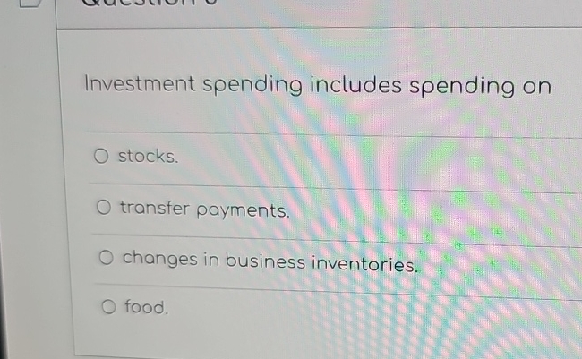 Solved Investment spending includes spending | Chegg.com