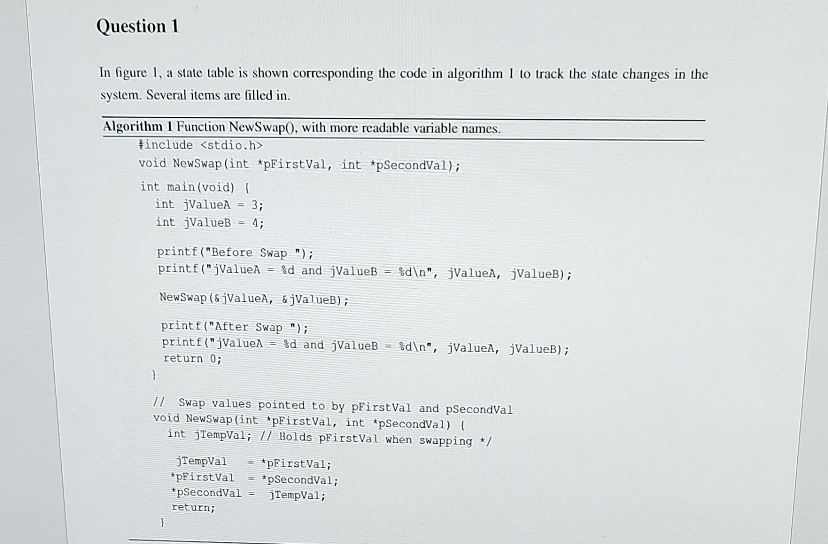 Solved In figure 1 , a state table is shown corresponding | Chegg.com