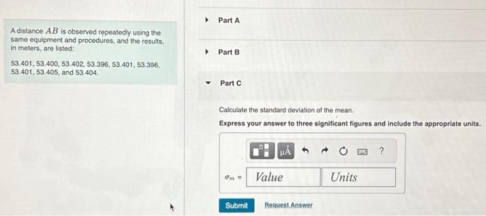 Solved A distance AB is observed repeatedly using the same | Chegg.com