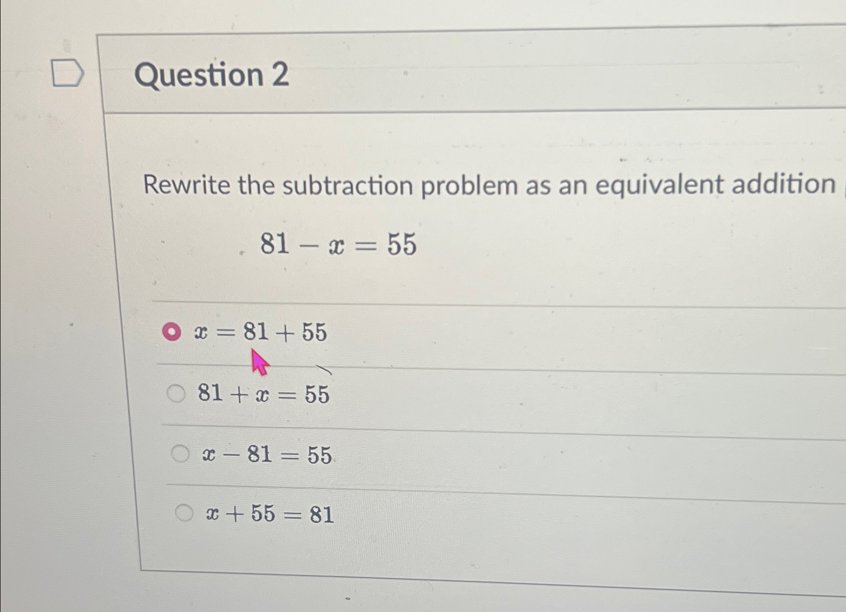 Solved Question 2Rewrite the subtraction problem as an | Chegg.com