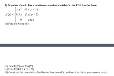 Solved 16 ﻿poimfs, 4 ﻿each. For a continueus random variable | Chegg.com