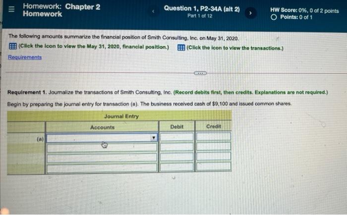 Solved III Homework: Chapter 2 Homework Question 1, P2-34A | Chegg.com