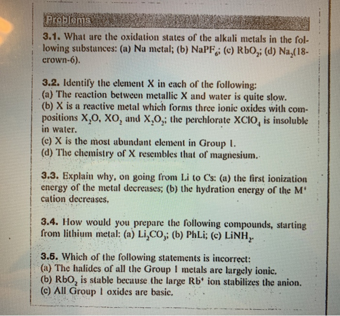 Solved Problem 3.1. What are the oxidation states of the | Chegg.com