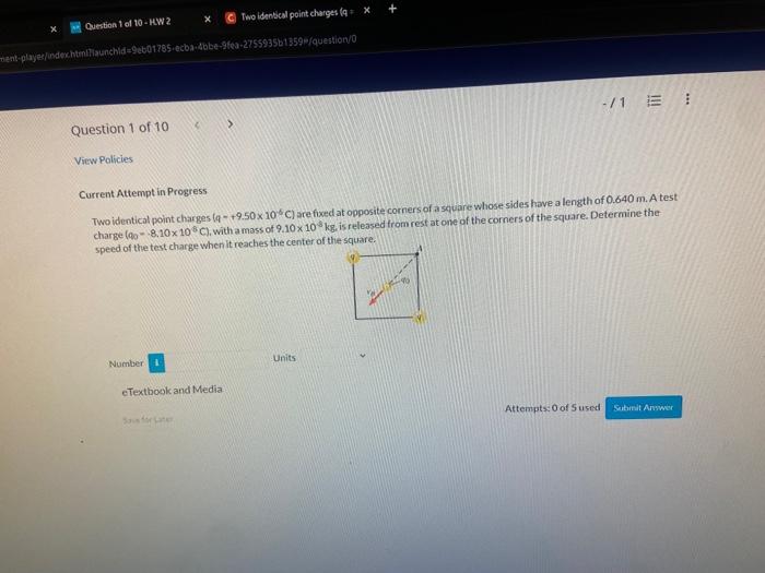 Solved Current Attempt in Progress Two identical point | Chegg.com