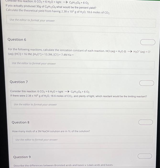 Solved Consider this reaction: 6 CO2 + 6H2O + light-CH1206 + | Chegg.com