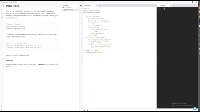 Solved Write A Recursive Function Displayfiles That 