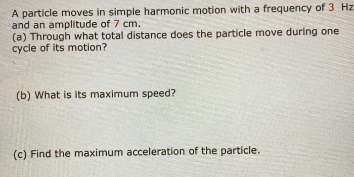 Solved A particle moves in simple harmonic motion with a | Chegg.com