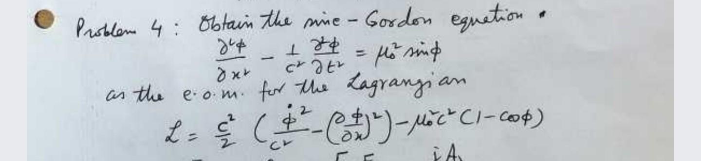 Solved axt Problem 4: Obtain the sine - Gordon equation 244 | Chegg.com