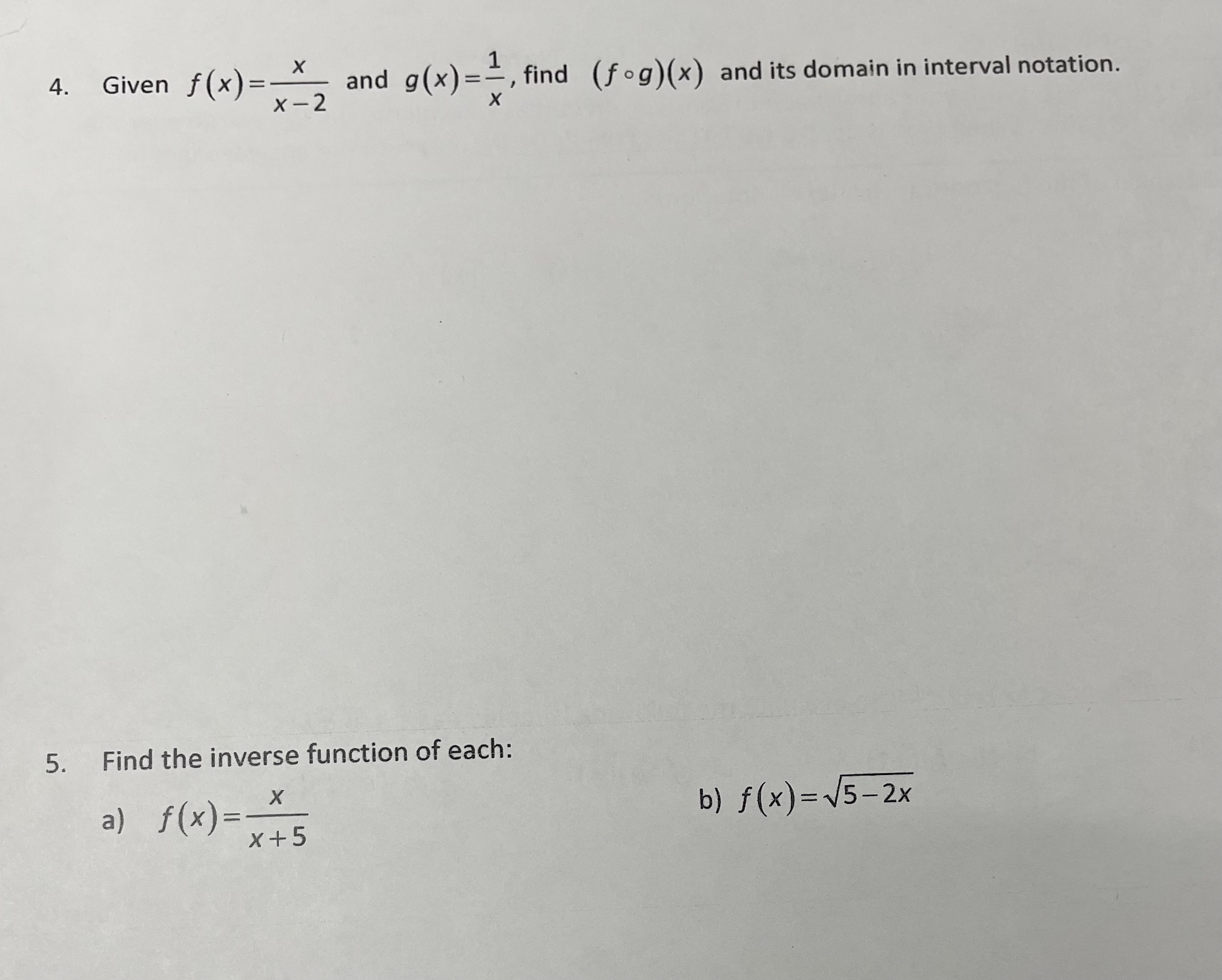 Solved Find the inverse function of | Chegg.com