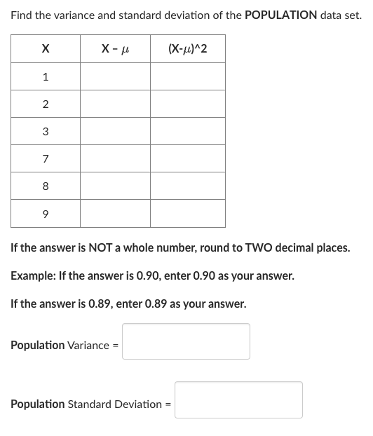 Solved Find the variance and standard deviation of the | Chegg.com
