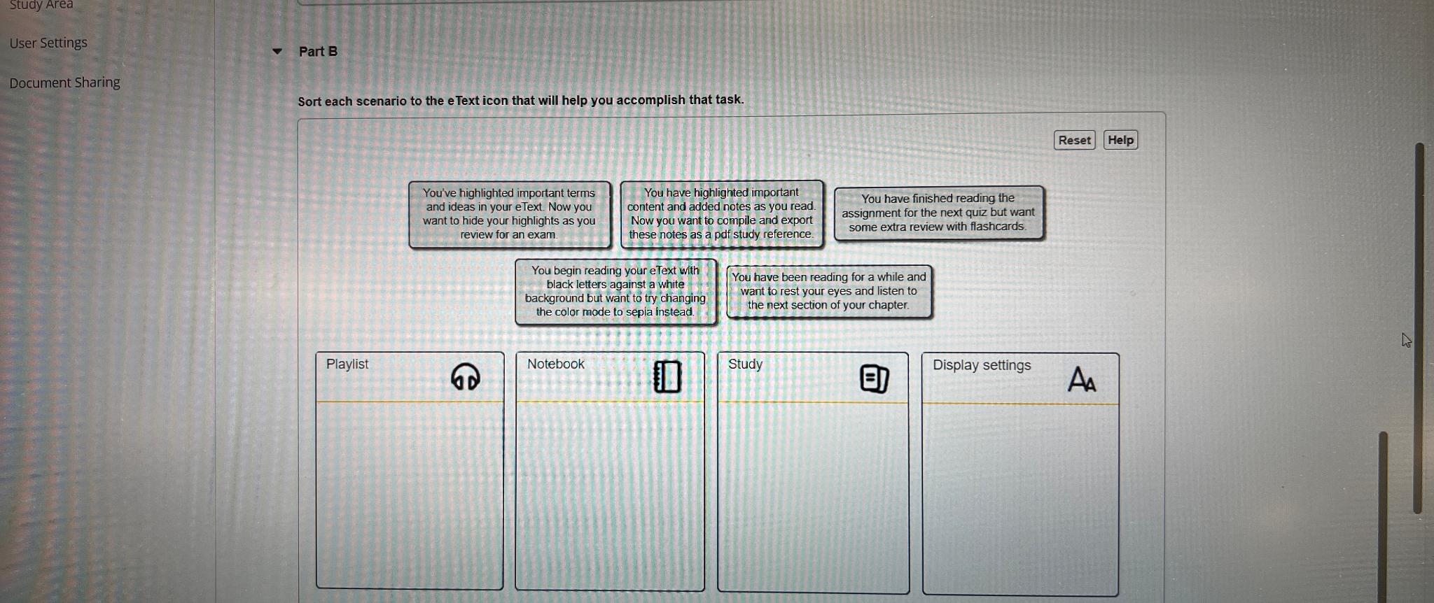 Solved Study AreaUser SettingsPart BDocument SharingSort | Chegg.com