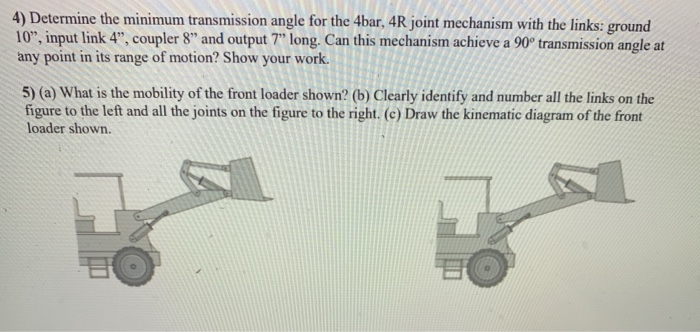 Solved 4) Determine the minimum transmission angle for the | Chegg.com