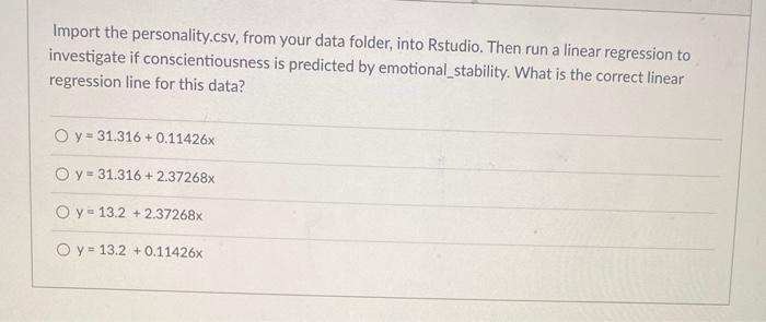 Import the personality.csv, from your data folder, | Chegg.com