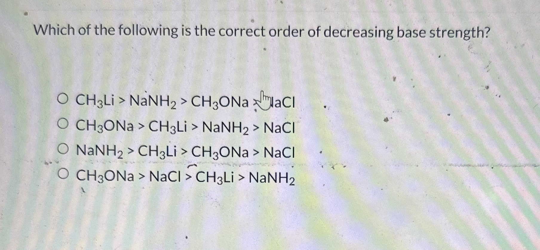 Solved Which of the following is the correct order of | Chegg.com
