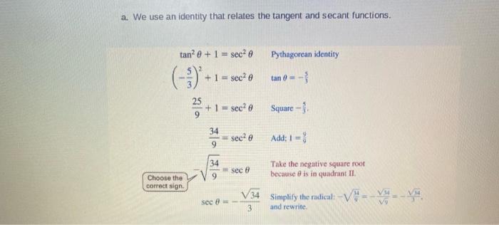 Solved a. We use an identity that relates the tangent and | Chegg.com