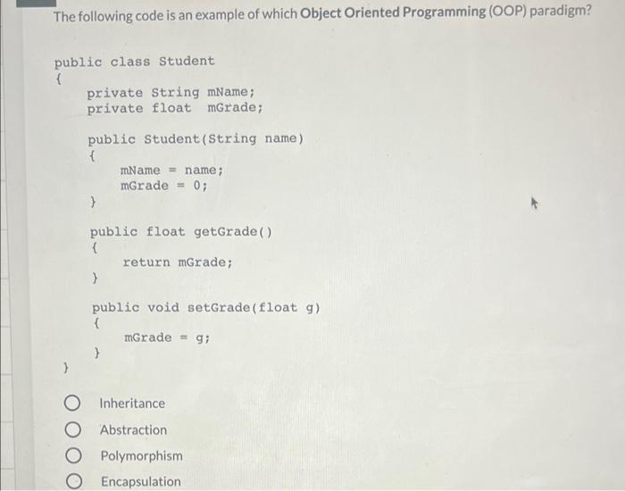 Solved The following code is an example of which Object | Chegg.com