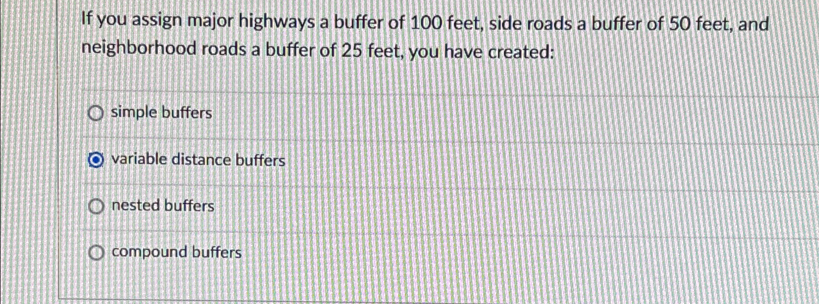 Solved If you assign major highways a buffer of 100 ﻿feet, | Chegg.com