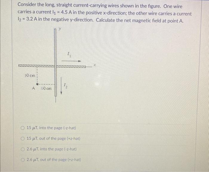 Solved Consider the long, straight current-carrying wires | Chegg.com