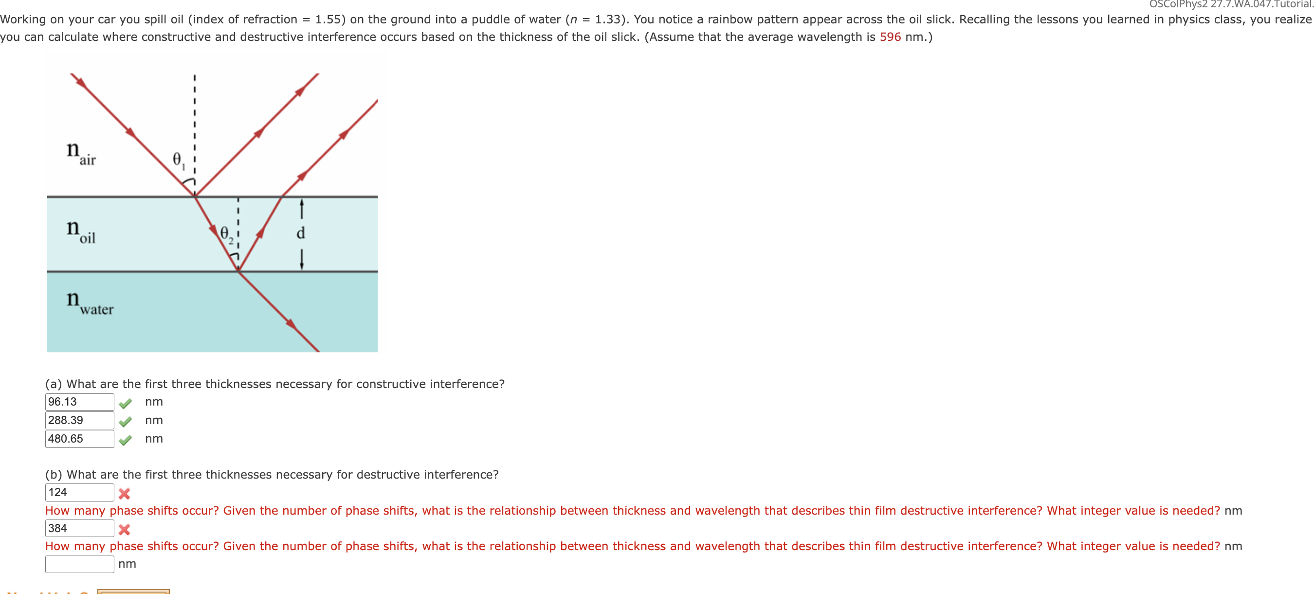 Solved you can calculate where constructive and destructive | Chegg.com