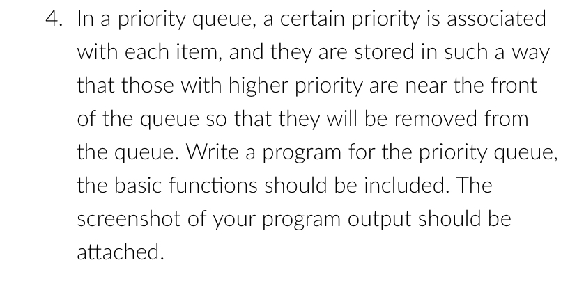 C++ ﻿answer In a priority queue, a certain priority | Chegg.com