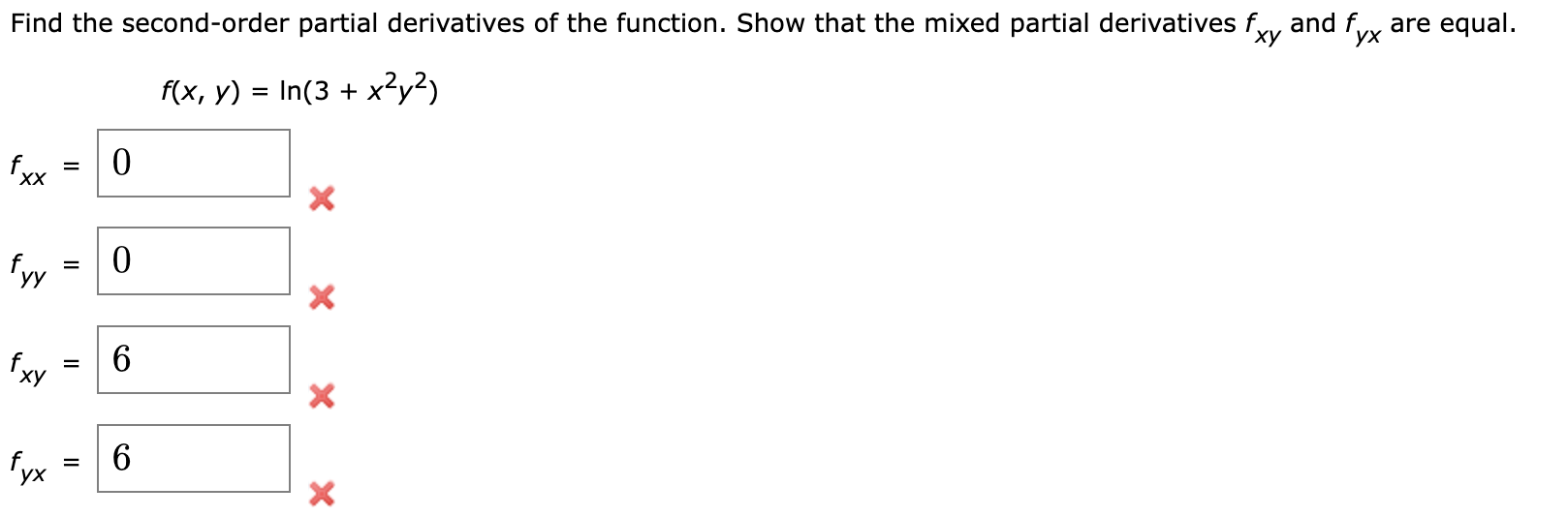 Solved Find The Second Order Partial Derivatives Of The