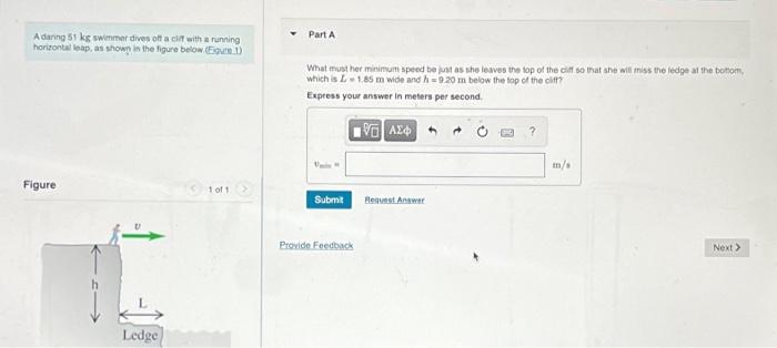 Solved A daring 51 kg swimmer dives off a cliff with a | Chegg.com