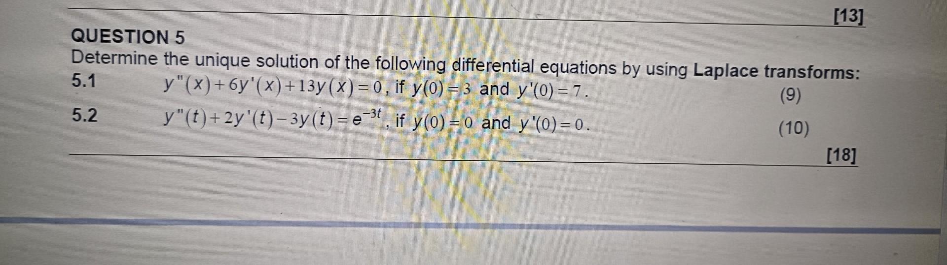 Solved QUESTION 5 Determine the unique solution of the | Chegg.com