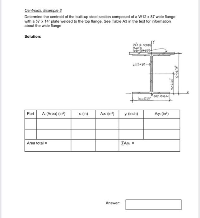 Solved Centroids: Example 3 Determine the centroid of the | Chegg.com