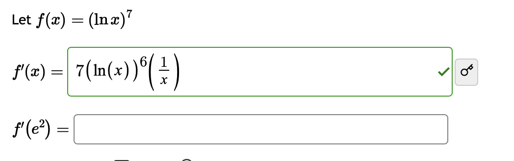 Solved Let f(x)=(lnx)7f'(x)=7(ln(x))6(1x)f'(e2)= | Chegg.com