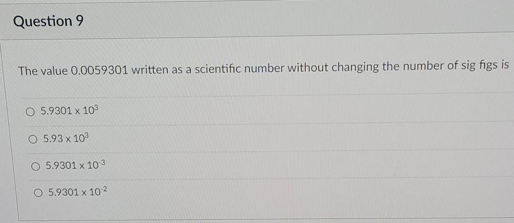 Solved Question 1 The number of sig figs in the value 0.0094 | Chegg.com