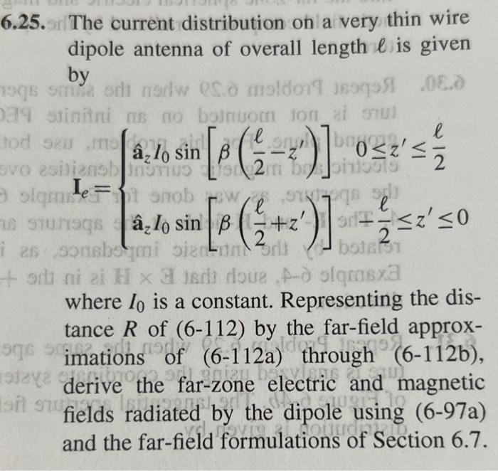 25. The current distribution on a very thin wire | Chegg.com