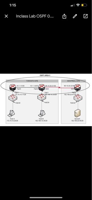 Solved 1:15 Due today In-Class Lab, OSPF 10 points O class | Chegg.com