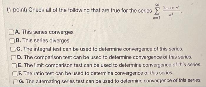 Solved (1 point) Check all of the following that are true | Chegg.com