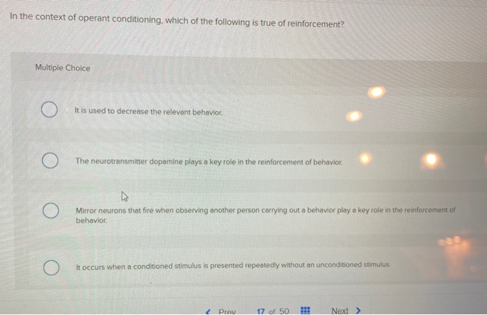 Solved In the context of operant conditioning, which of the | Chegg.com