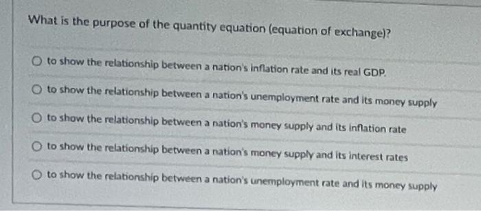 Solved What is the purpose of the quantity equation | Chegg.com