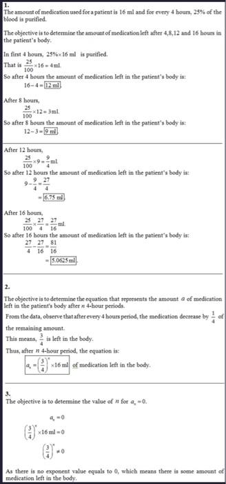 Solved 4. Determine the amount of medication in the | Chegg.com