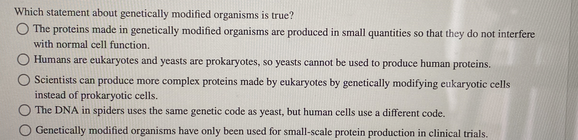 Solved Which statement about genetically modified organisms | Chegg.com