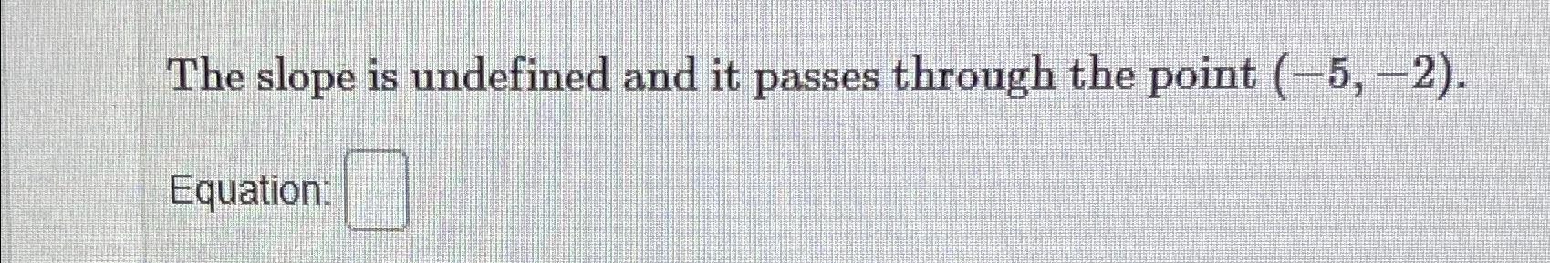 Solved The slope is undefined and it passes through the | Chegg.com