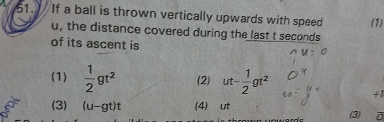 Solved If a ball is thrown vertically upwards with speed u, | Chegg.com