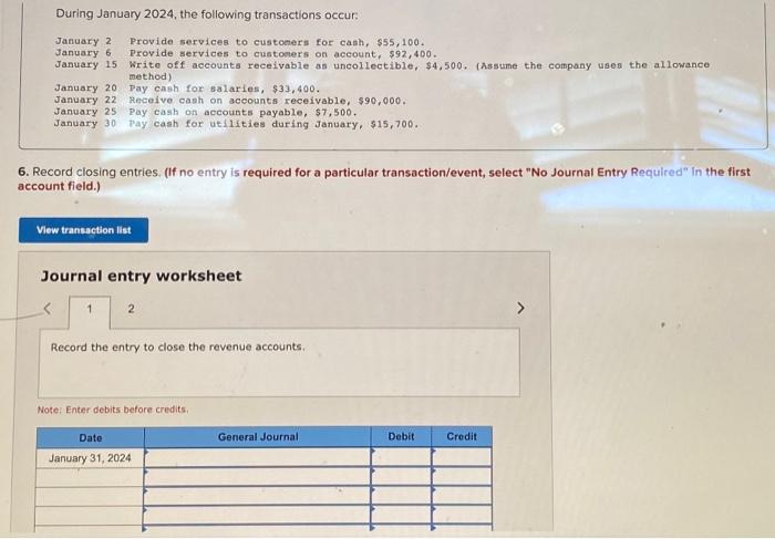 During January 2024, the following transactions | Chegg.com