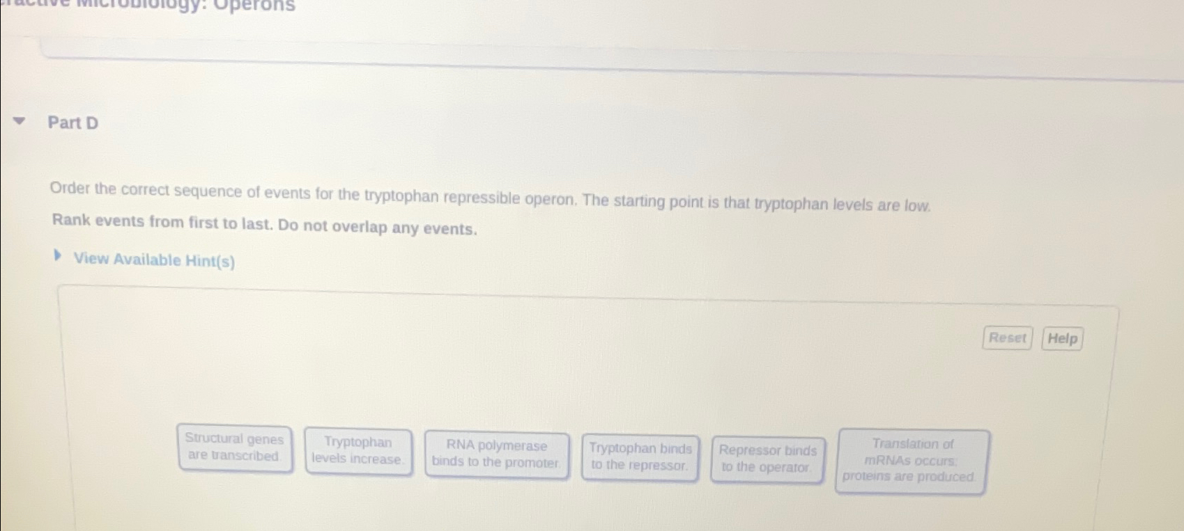 Solved Part DOrder the correct sequence of events for the | Chegg.com
