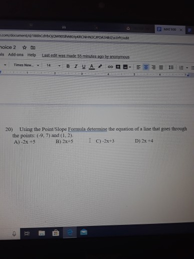 Solved MAT100 x com/document a to Owoh ROINCIPDASH /edit | Chegg.com