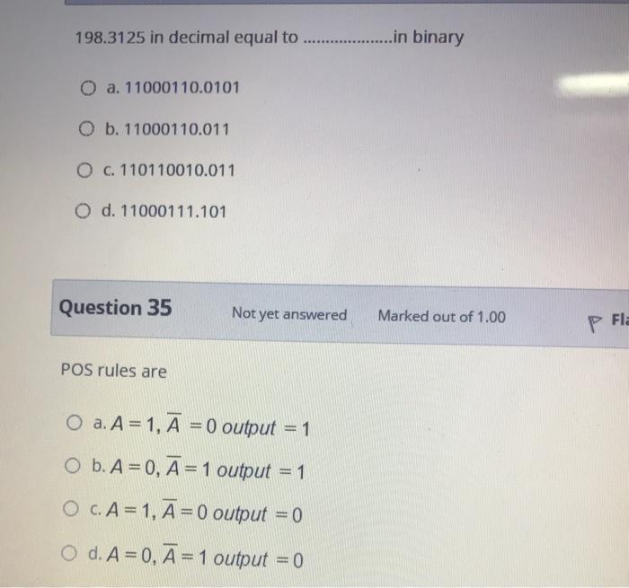 Solved 198.3125 in decimal equal to ...................in | Chegg.com