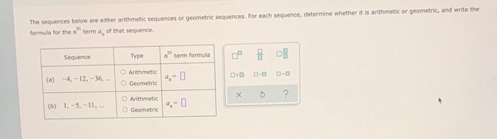 Solved The sequences below are either arithmetic sequences | Chegg.com