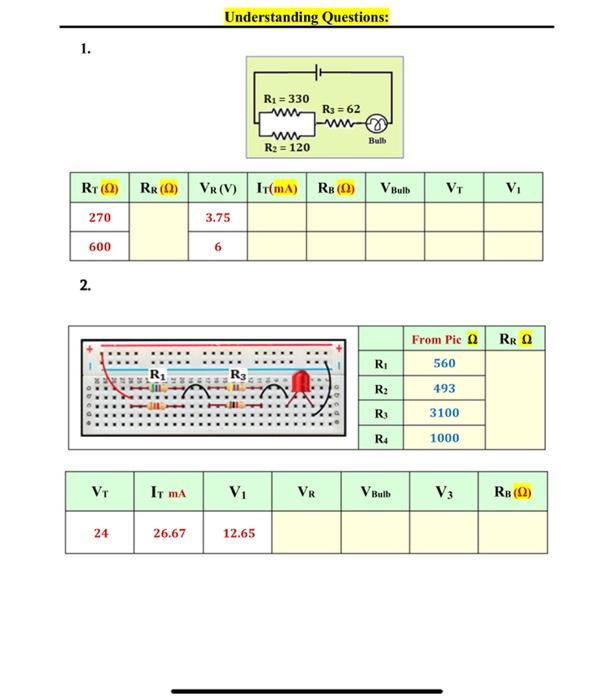 Solved Understanding Questions: 1. R1 = 330 R3 = 62 ww w R2 | Chegg.com