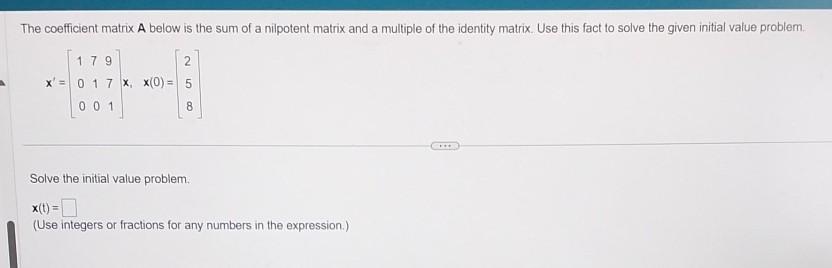 Solved The coefficient matrix A below is the sum of a | Chegg.com