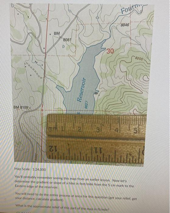 Solved Using a map scale of 1:24,000, what is the distance | Chegg.com