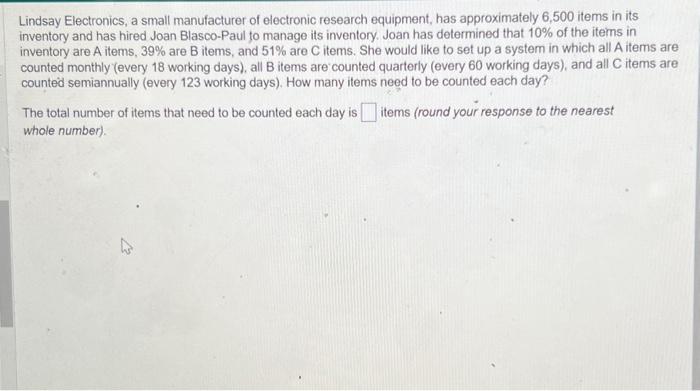 Solved Lindsay Electronics, a small manufacturer of | Chegg.com