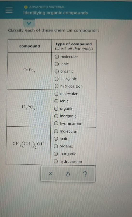 Solved ADVANCED MATERIAL Identifying organic compounds | Chegg.com