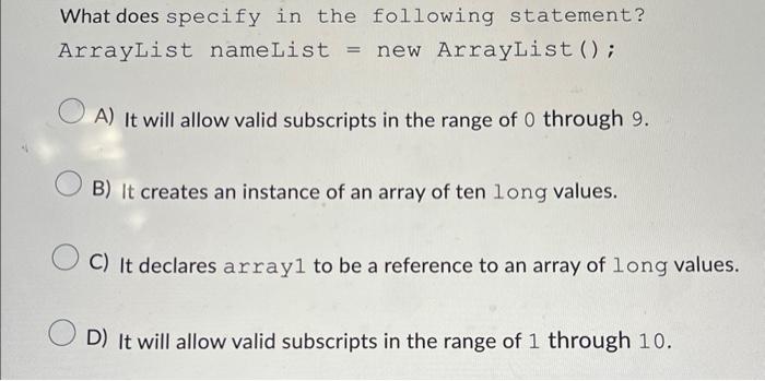 Solved What does specify in the following statement? | Chegg.com